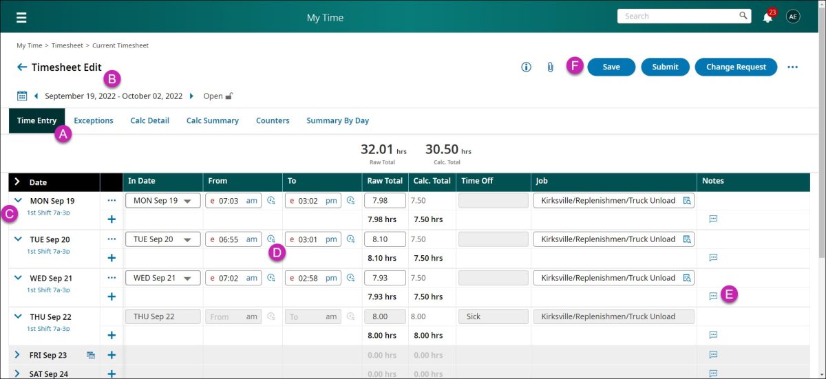 How to Submit Timesheet Change Request in UKG Ready