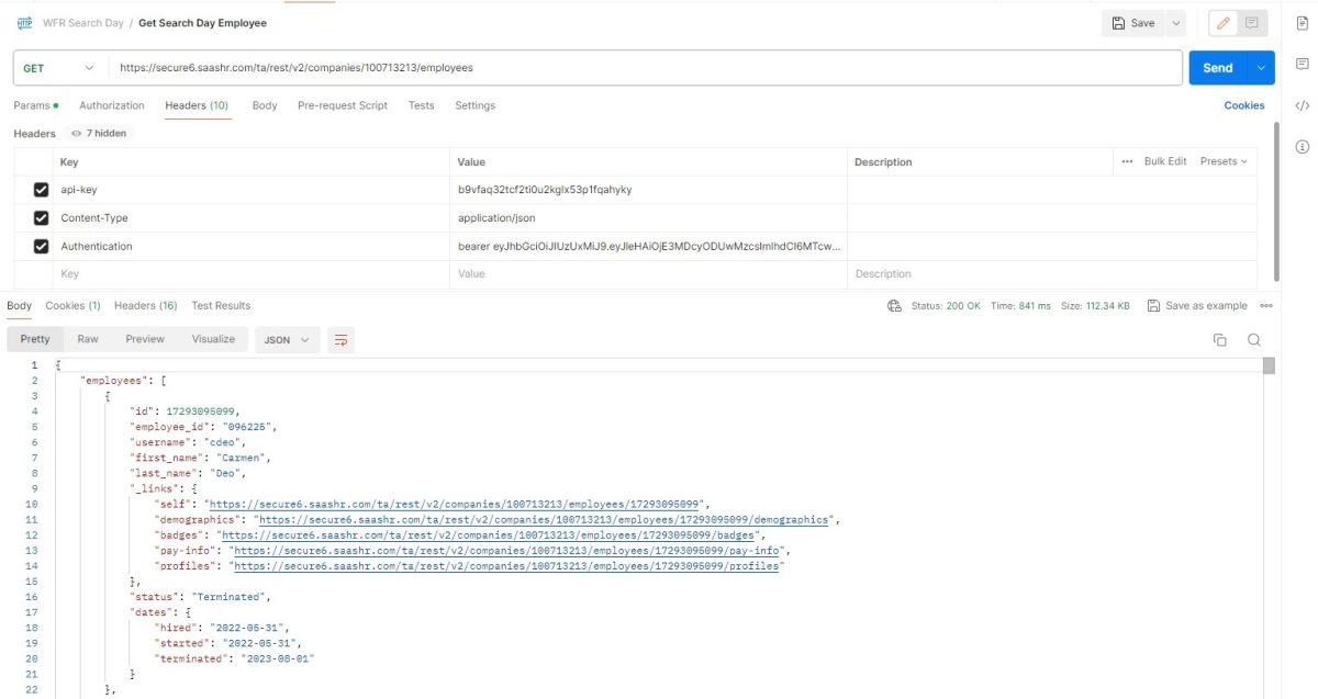 How to download the list of employees using kronos/ukg dimension API ...