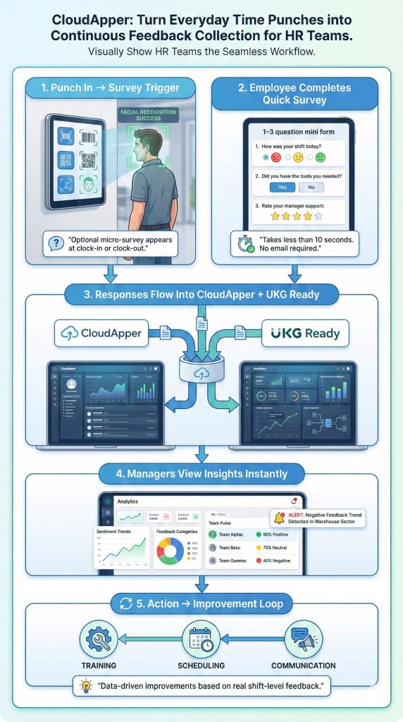 Personalized Employee Surveys In UKG Ready using Time Clock